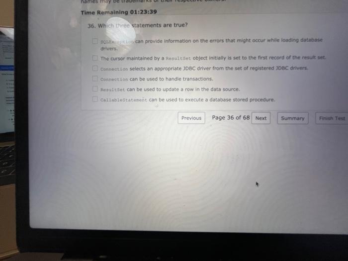 Solved Time Remaining 01:23:39 36. Which three statements | Chegg.com