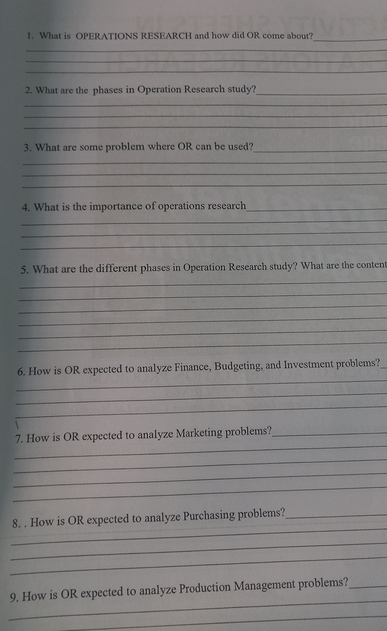 Solved What is OPERATIONS RESEARCH and how did OR come | Chegg.com