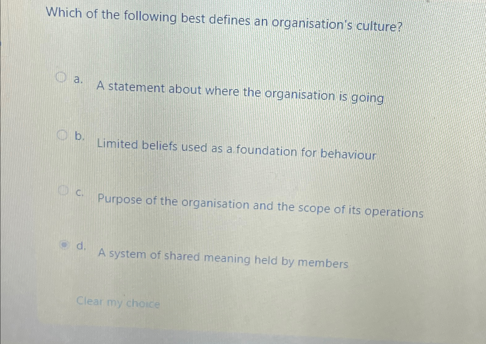 Solved Which of the following best defines an organisation's | Chegg.com
