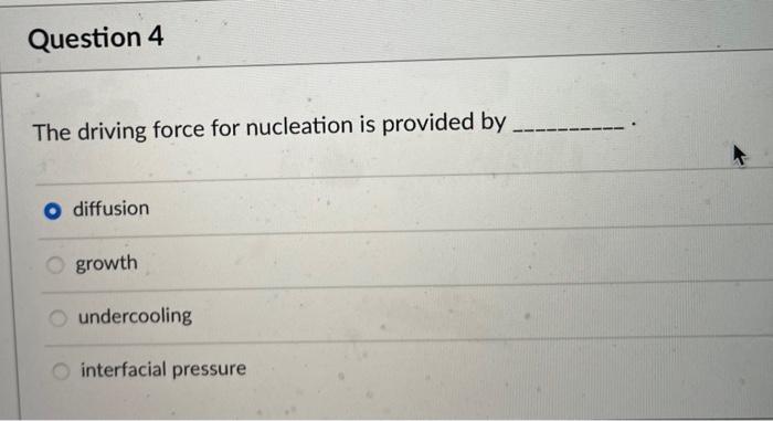 Solved The driving force for nucleation is provided by | Chegg.com