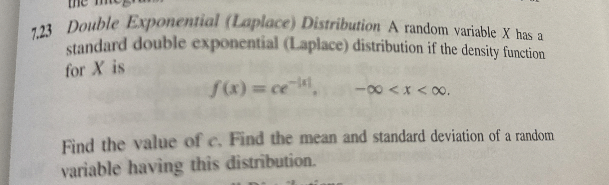Solved 7.23 ﻿Double Exponential (Laplace) ﻿Distribution A | Chegg.com