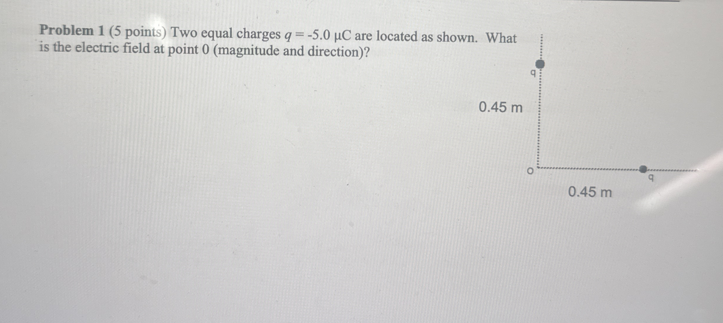 Solved Problem 1 (5 ﻿points) ﻿Two equal charges q=-5.0μC | Chegg.com