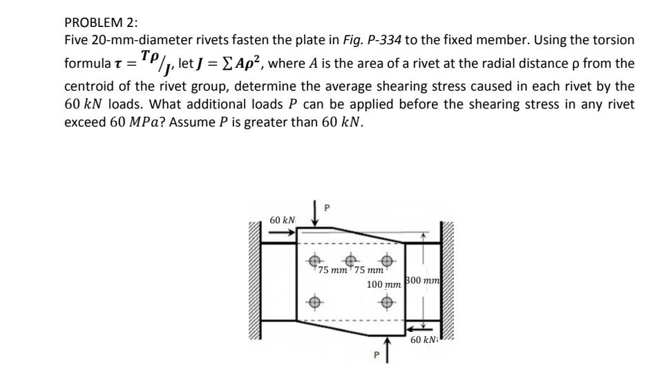 Solved PROBLEM 2: Five 20-mm-diameter rivets fasten the | Chegg.com