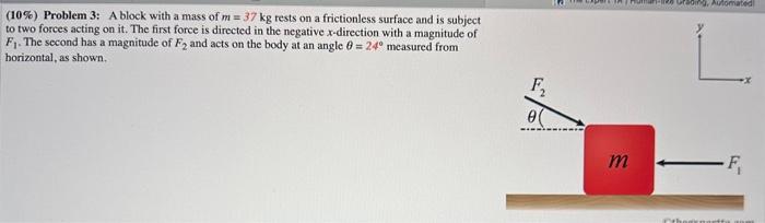 Solved (10\%) Problem 3: A block with a mass of m=37 kg | Chegg.com