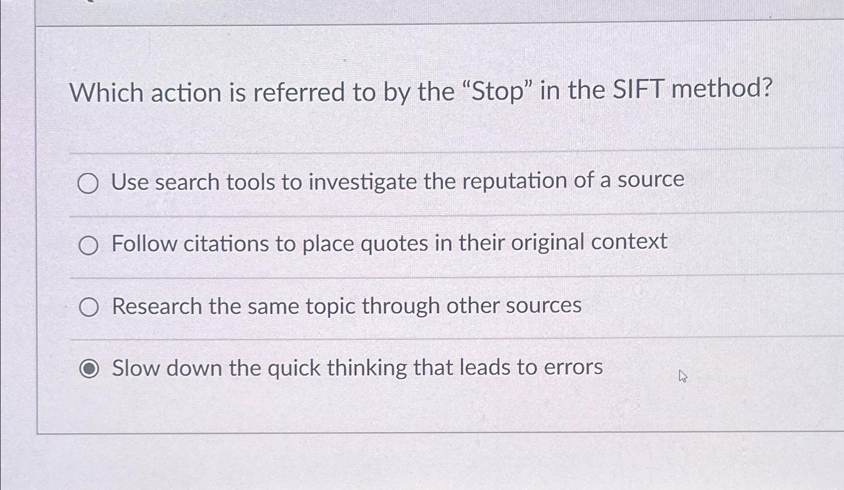 Solved Which action is referred to by the "Stop" in the SIFT | Chegg.com