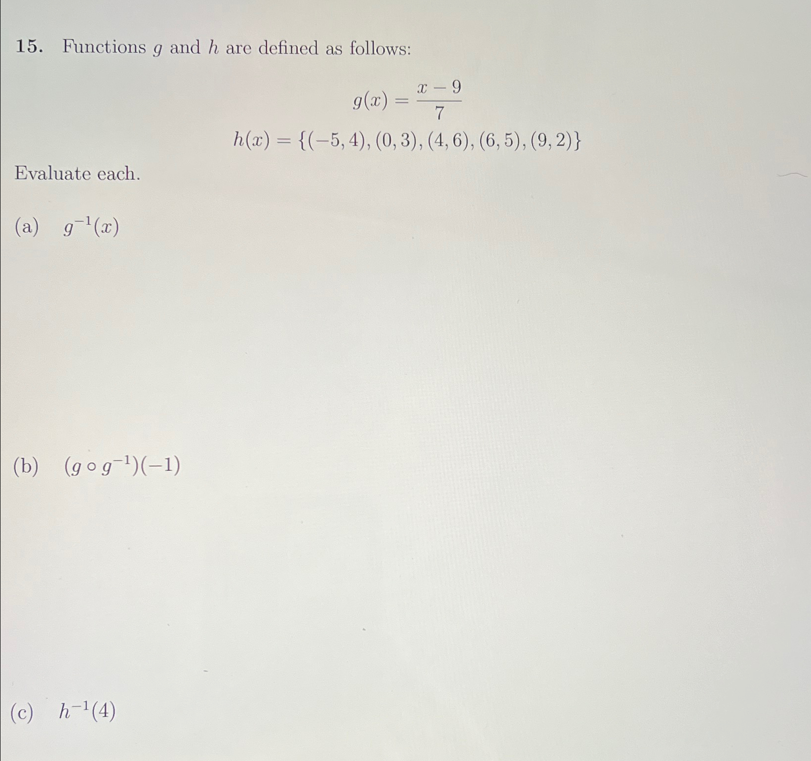 Solved Functions g ﻿and h ﻿are defined as | Chegg.com