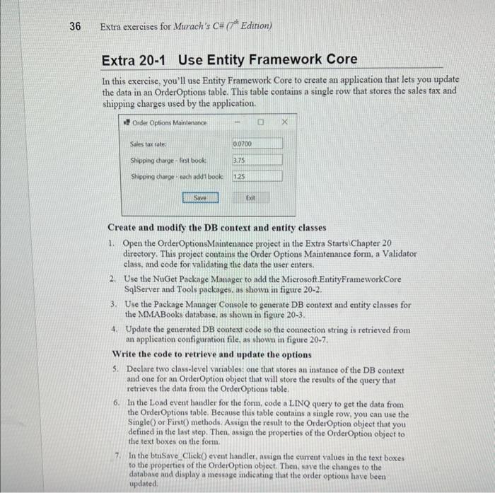Extra 20-1 Use Entity Framework Core In this | Chegg.com Extra 20-1 Use Entity Framework Core In this | Chegg.com