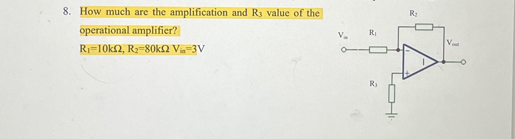 Solved How much are the amplification and R3 ﻿value of the | Chegg.com