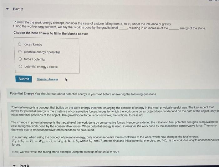 Solved Week 10 Introduction to Potential Energy Learning | Chegg.com