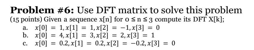 Solved Problem #6: Use DFT matrix to solve this problem (15 | Chegg.com