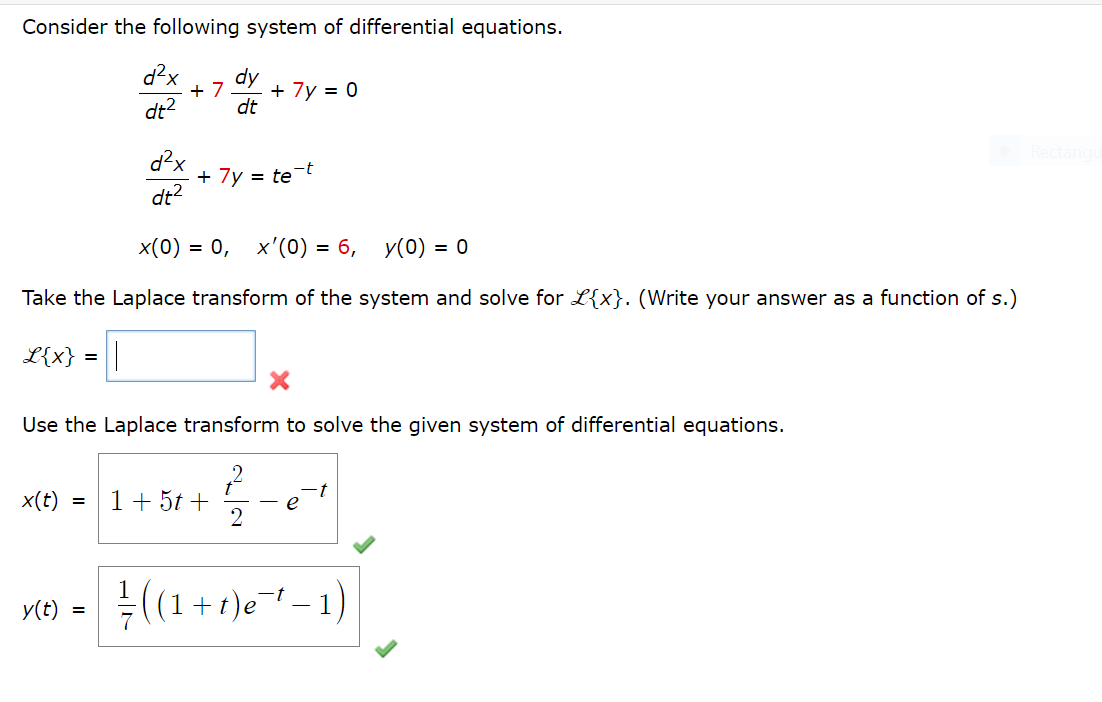 Solved Use the Laplace transform to solve the given system | Chegg.com
