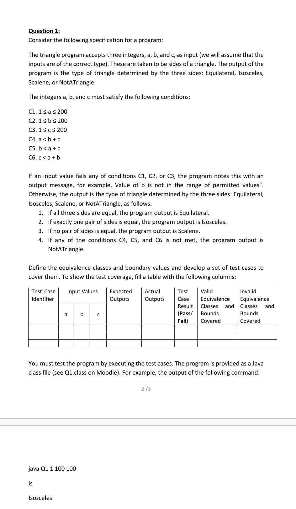 Solved Question 1 Consider The Following Specification For 