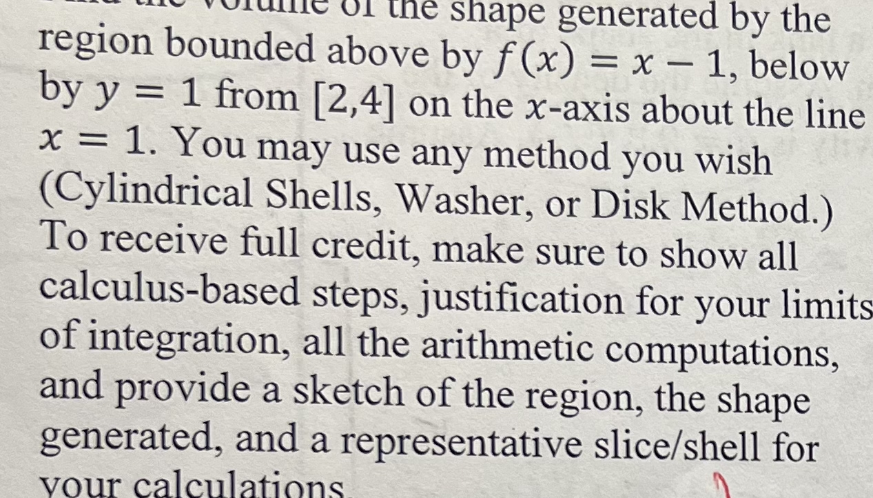 Solved Can you use shell method please?region bounded above | Chegg.com