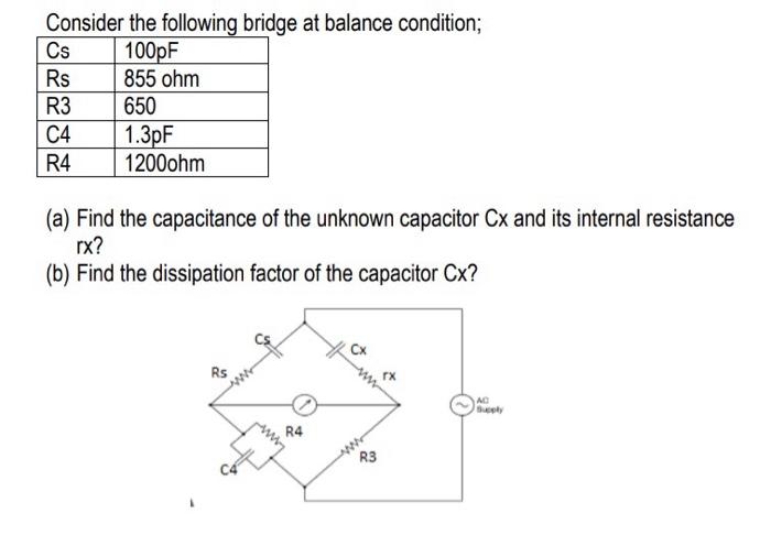 Solved Consider the following bridge at balance condition; | Chegg.com
