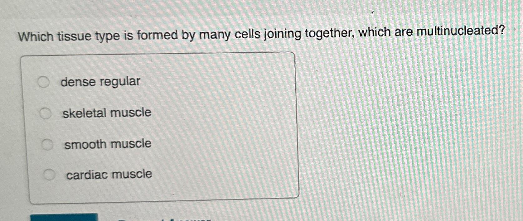 Solved Which tissue type is formed by many cells joining | Chegg.com