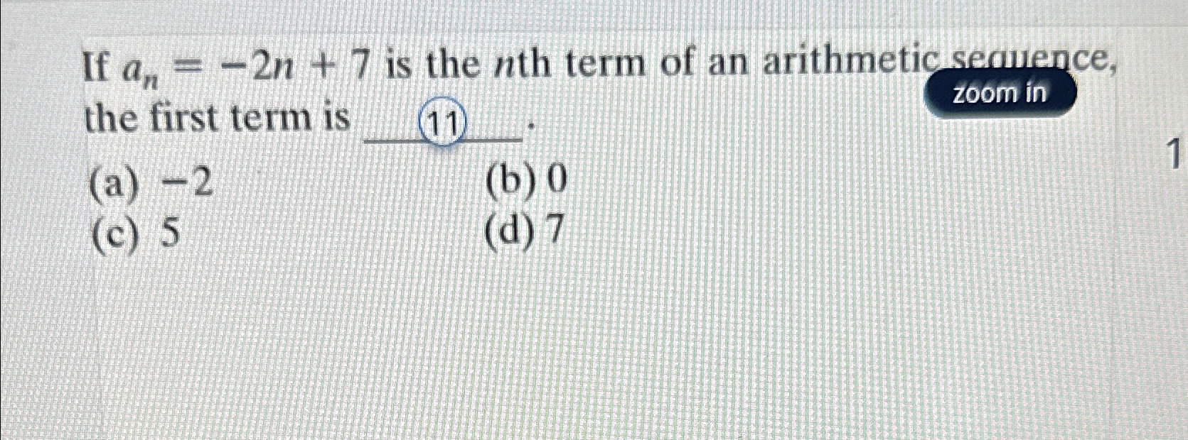 Solved If an=-2n+7 ﻿is the nth term of an arithmetic | Chegg.com