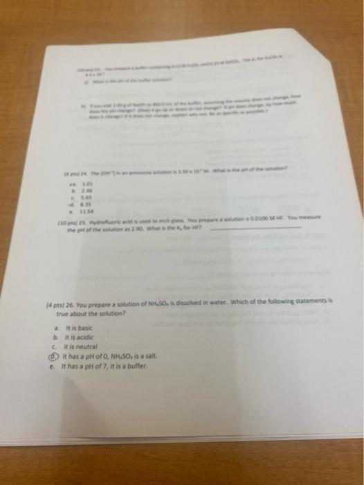 Solved . DO DVOM of what 14 pts) 26. You prepare a solution | Chegg.com