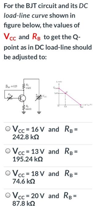 Solved For the BJT circuit and its DC load-line curve shown | Chegg.com