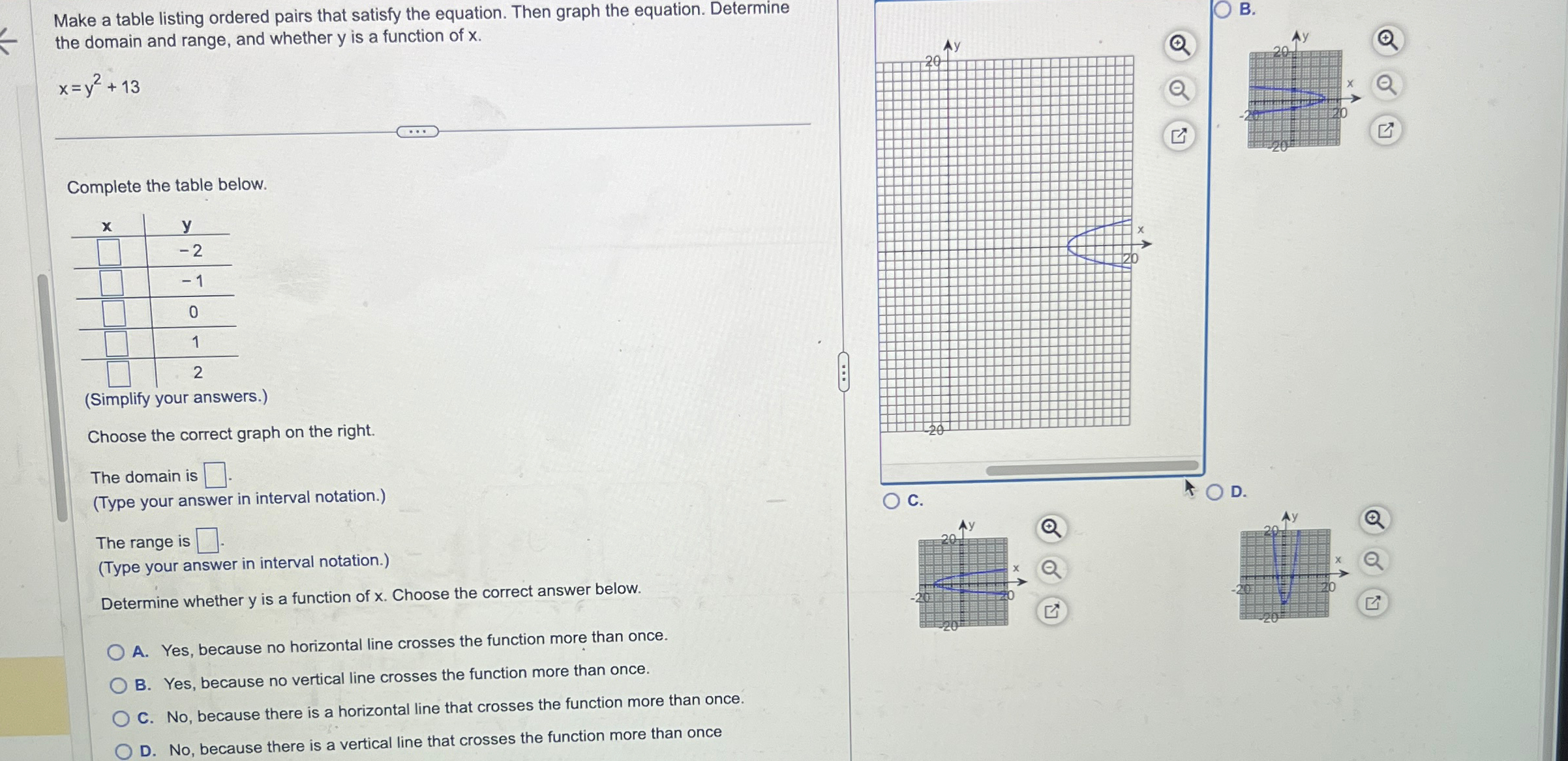 Solved Make a table listing ordered pairs that satisfy the | Chegg.com