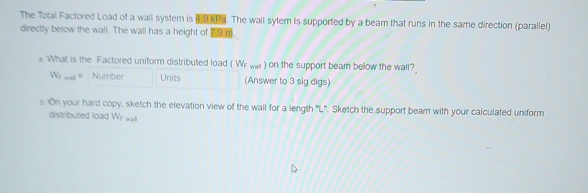Solved The Total Factored Load of a wall system is 4.9kPa. | Chegg.com