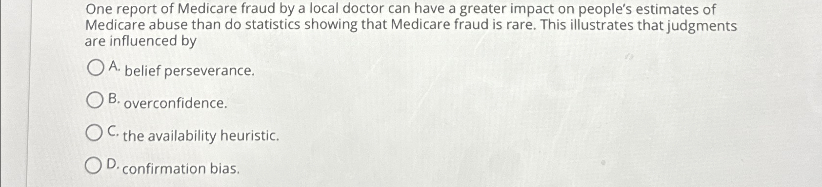 Solved One report of Medicare fraud by a local doctor can | Chegg.com