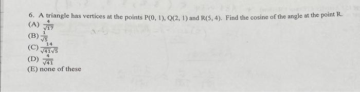Solved 6. A triangle has vertices at the points | Chegg.com