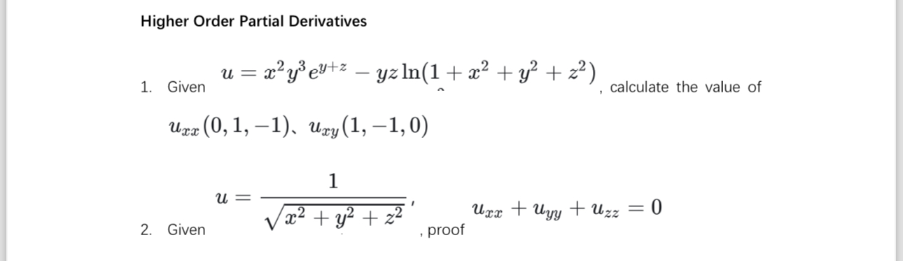 Solved Higher Order Partial DerivativesGiven | Chegg.com