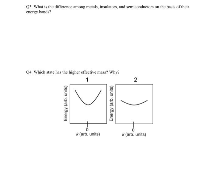 Solved Q3. What is the difference among metals, insulators, | Chegg.com