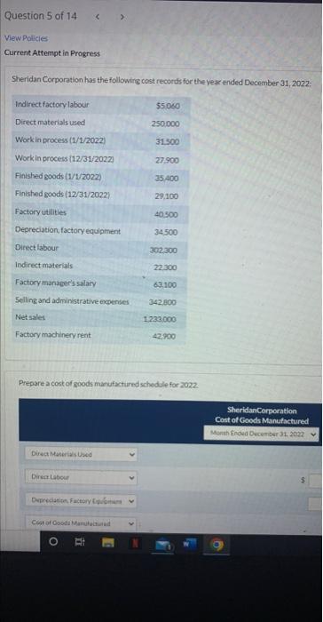 Solved Current Attempt in Progress Sheridan Corporation has | Chegg.com