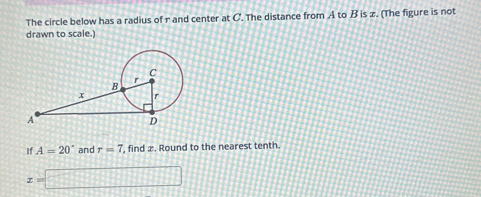 Solved The circle below has a radius of r ﻿and center at C. | Chegg.com