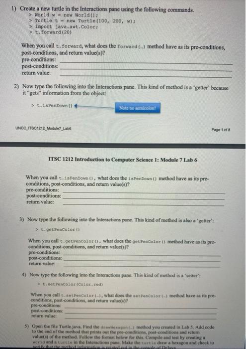 1) Create a new turtle in the Interactions pane using | Chegg.com