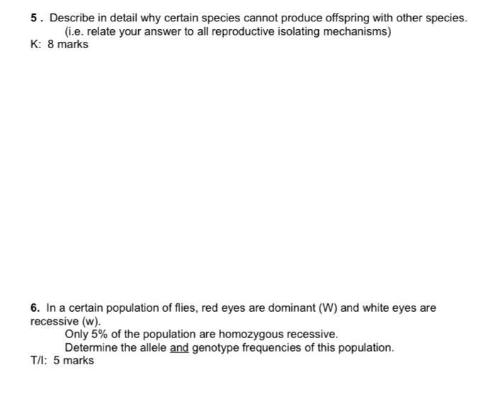 Solved 5. Describe in detail why certain species cannot | Chegg.com