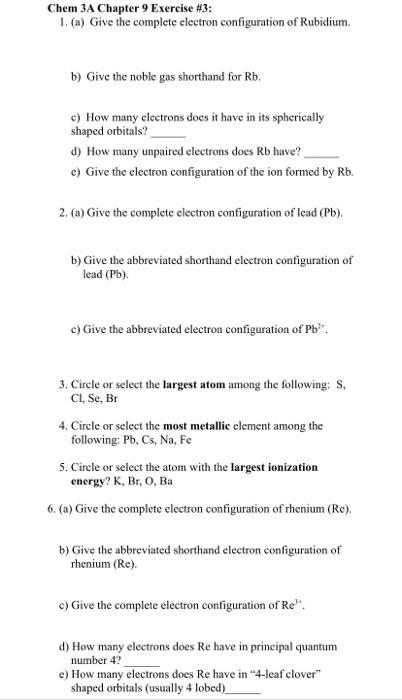 Solved Chem 3A Chapter 9 Exercise #3: 1. (a) Give the | Chegg.com
