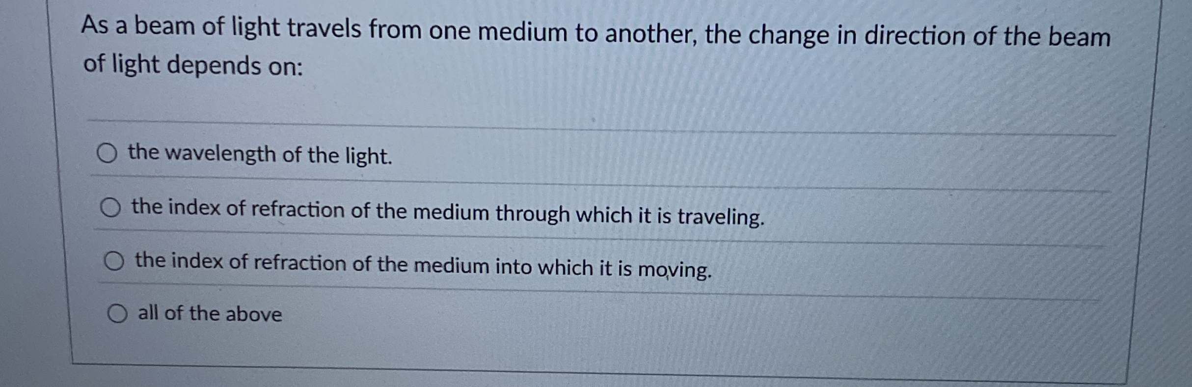 Solved As a beam of light travels from one medium to | Chegg.com