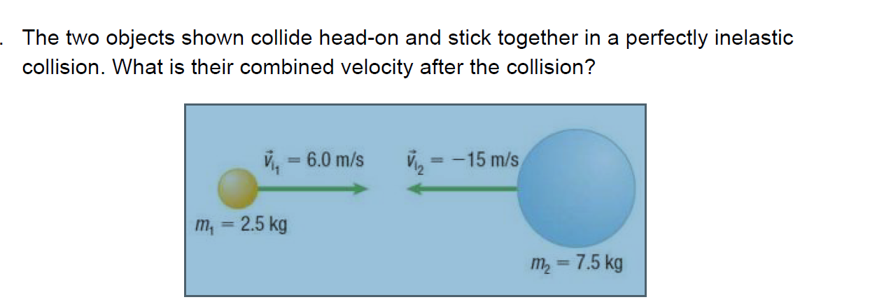 Solved The two objects shown collide head-on and stick | Chegg.com