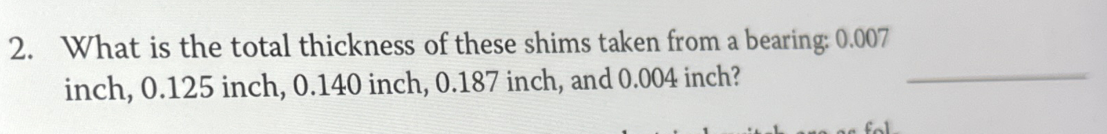 Solved What is the total thickness of these shims taken from | Chegg.com