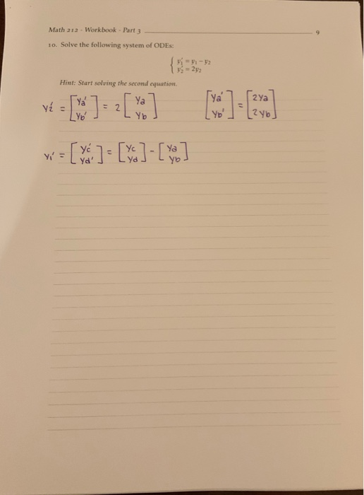 Solved Math 212 - Workbook - Part 3 10. Solve the following | Chegg.com