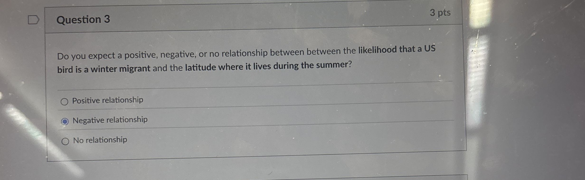 Solved Question 3Do you expect a positive, negative, or no | Chegg.com
