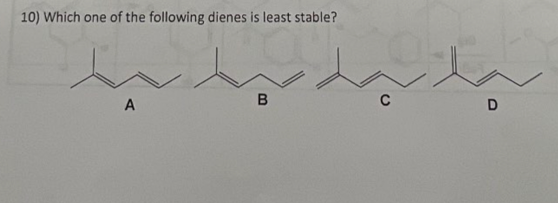 Solved Which one of the following dienes is least | Chegg.com