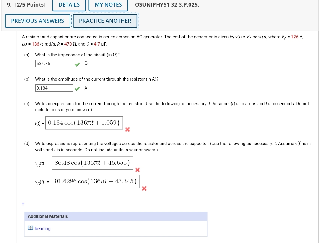 Solved [2/5 ﻿Points]OSUNIPHYS1 32.3.P.025.A resistor and | Chegg.com