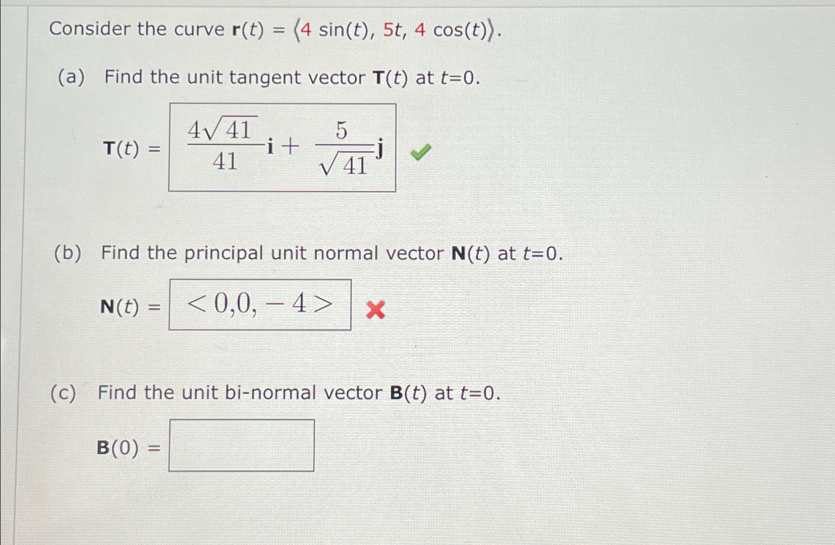 Solved Consider the curve r(t)=(:4sin(t),5t,4cos(t):).(a) | Chegg.com
