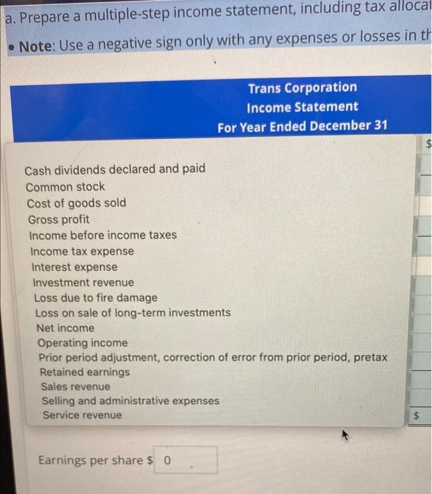 Solved Preparing a Multiple-Step Income Statement with | Chegg.com