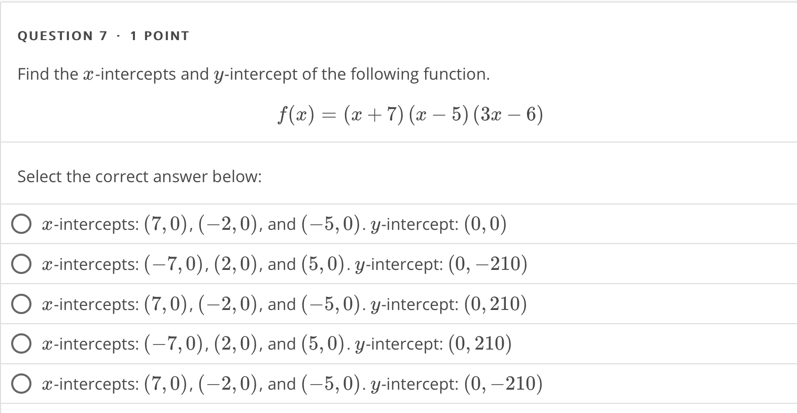 QUESTION 7 - 1 ﻿POINTFind the x-intercepts and | Chegg.com
