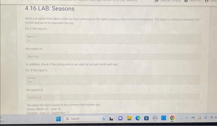 Solved Write a program that takes a date as input and | Chegg.com