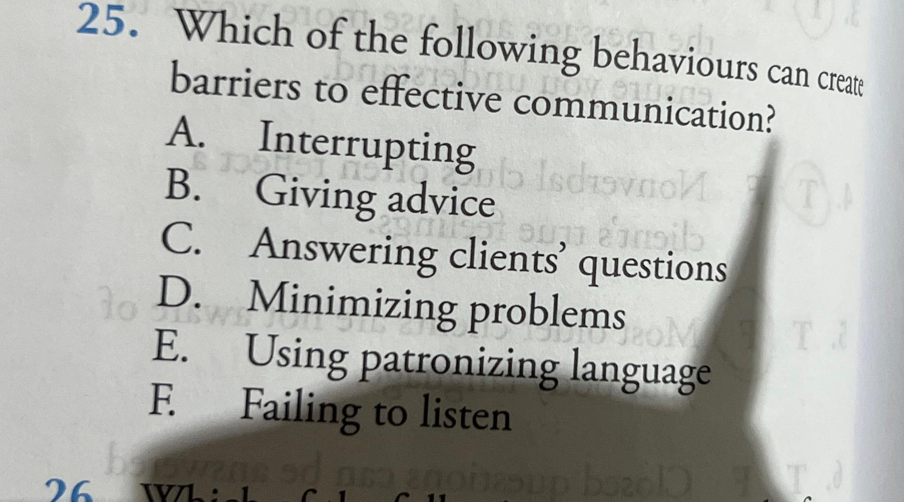 Solved Which of the following behaviours can create barriers | Chegg.com