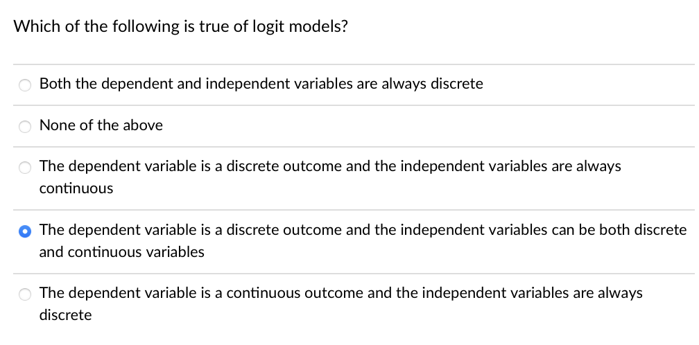 Solved Which of the following is true of logit models?Both | Chegg.com