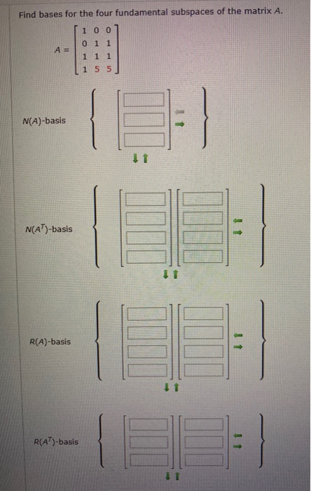 Solved Find bases for the four fundamental subspaces of the | Chegg.com
