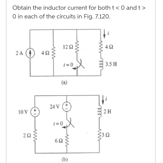 Solved Obtain the inductor current for both t O | Chegg.com