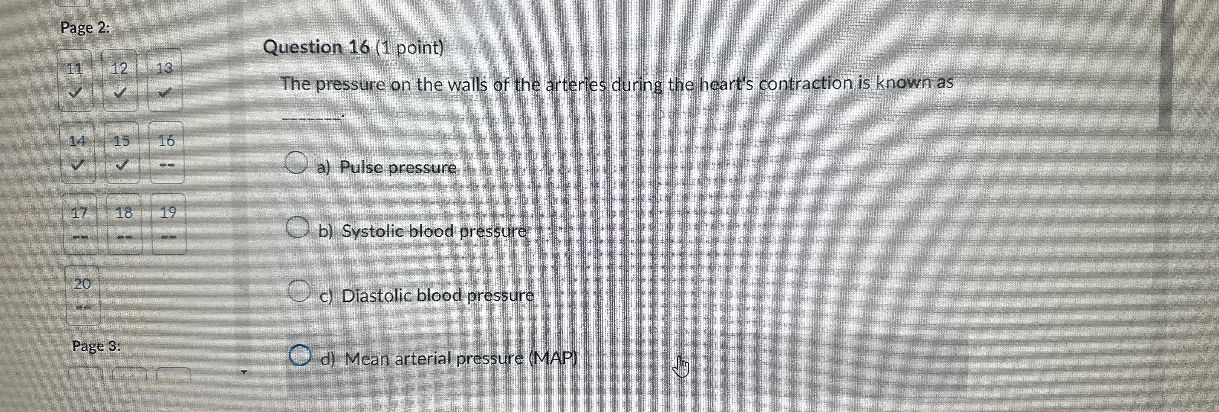 Solved Page 2:11,12,13Question 16 (1 ﻿point)The pressure on | Chegg.com