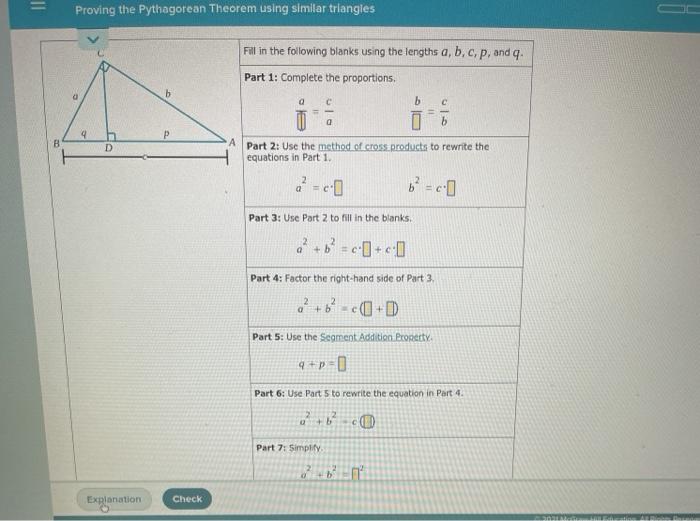 Solved = Proving the Pythagorean Theorem using similar | Chegg.com